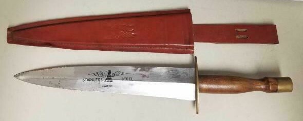 Vintage Large Double Sided Blade Dagger With Leather Sheath | eBay