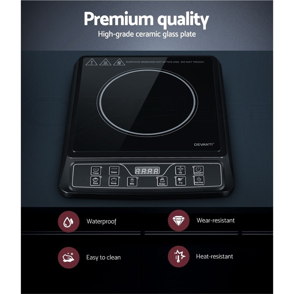 Devanti Induction Cooktop 30cm Electric Stove Ceramic Portable Kitchen ...