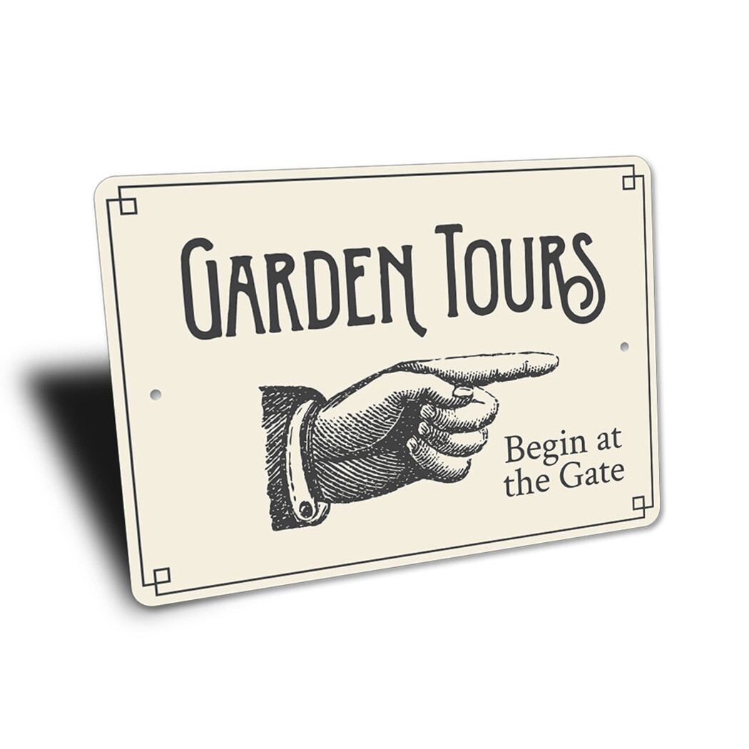 Garden Decor, Garden Tours Sign, Pointing Hand Aluminum Sign | eBay