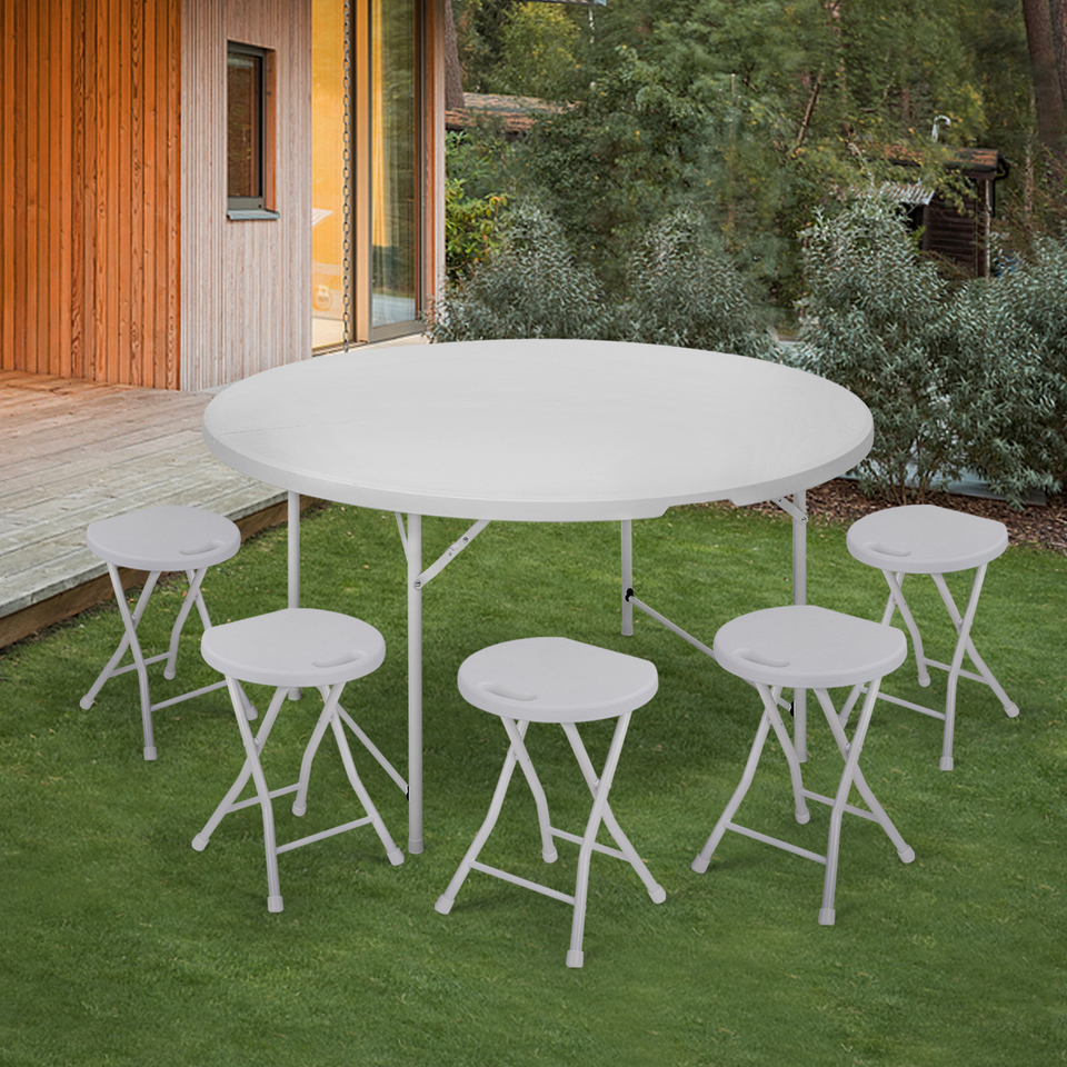 5 Pack[FOLDABLE ROUND DINING TABLE]Outdoor Barbeque Portable Camping ...