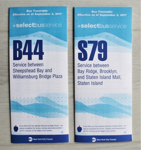 Lot of 2 (2017) New York City Select Bus Service Timetables SBS ...
