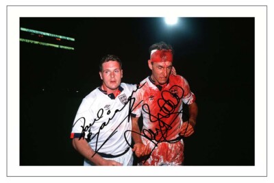 PAUL GASCOIGNE & TERRY BUTCHER ENGLAND SIGNED PHOTO PRINT AUTOGRAPH ...
