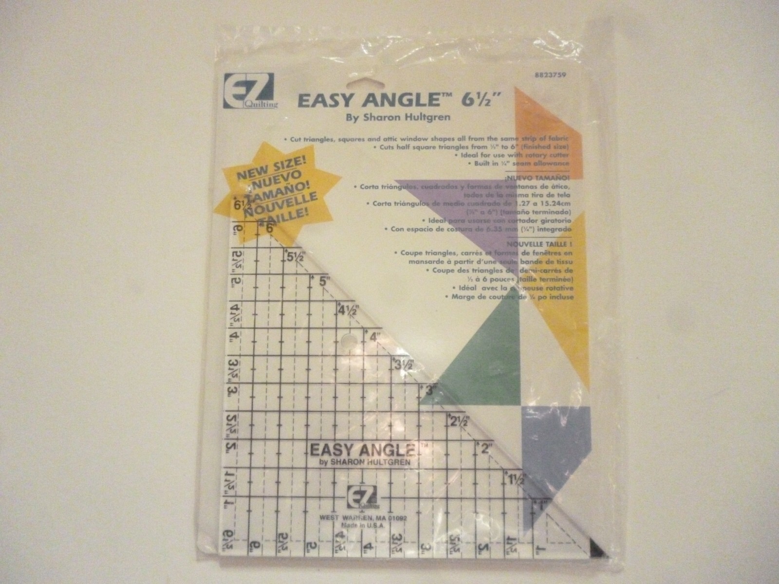 EZ QUILTING EASY ANGLE 6 1/2" QUILTING RULER 8823759 SHARON HULTGREN | eBay