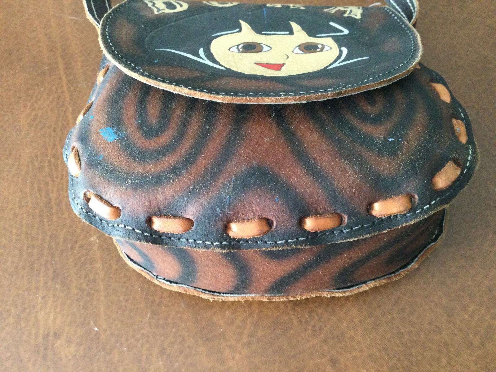 Handcrafted Dora The Explorer Brown Tooled Leather Pu… - Gem