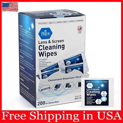 200 Count Electronic Screen Cleaner Wipes for Tablet Computer Monitor ...