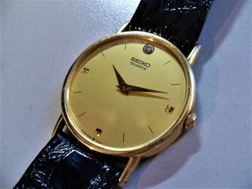 SEIKO 6530-7009 JAPAN PRE-OWNED VINTAGE 1987 GREAT GOLD DIAL QUARTZ ...