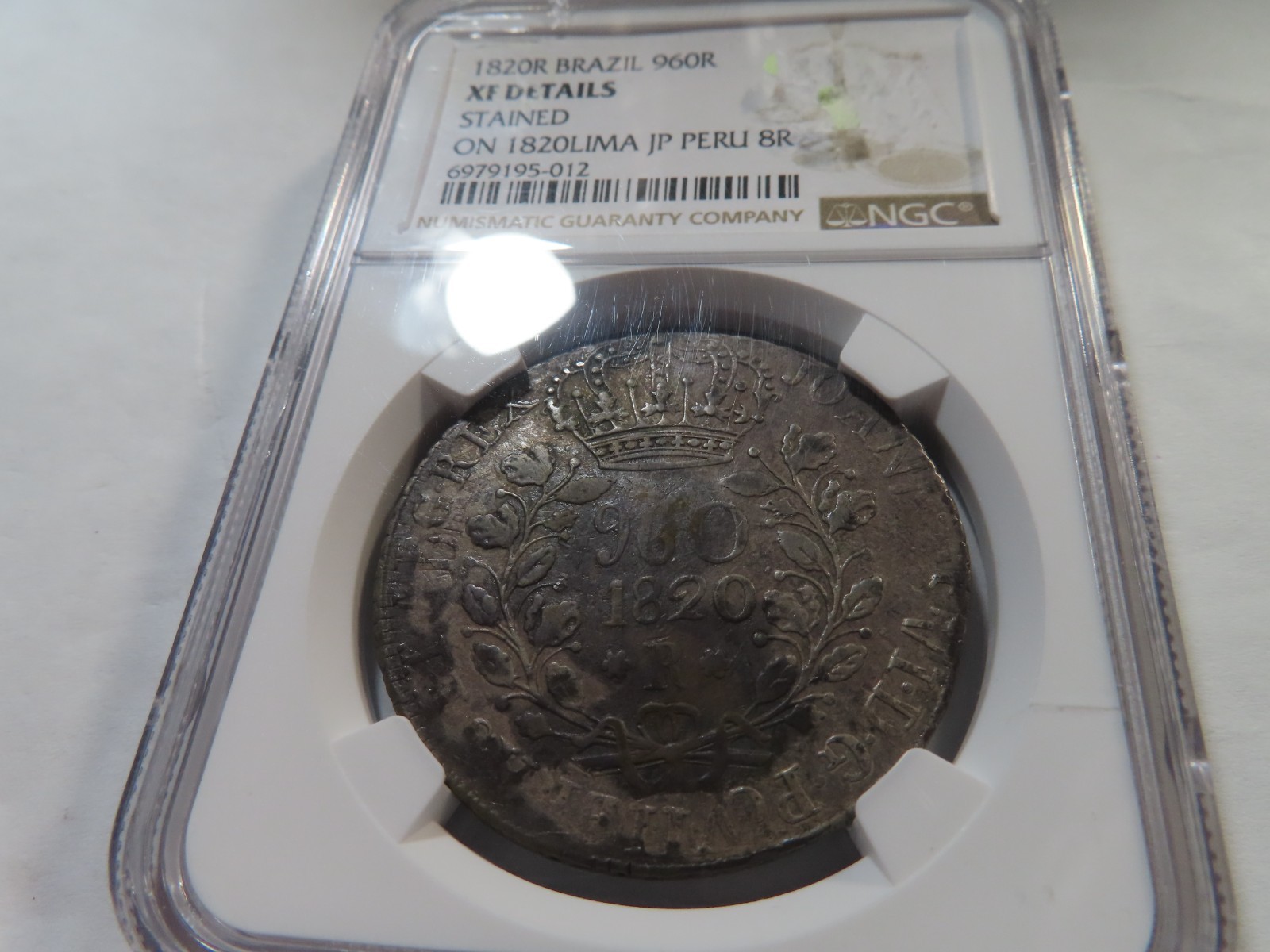 T63 Brazil 1820-R Silver 960 Reis on Peru 1820-LIMA, JP 8R NGC XF ...