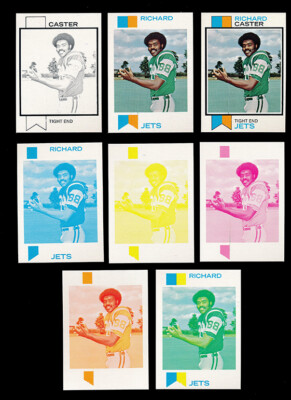 1973 Topps Football #323 Richard Caster 8 Card Progressive Proof ...