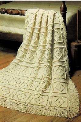 Diamond Popcorn Stitch Afghan Crochet Pattern Instructions | eBay