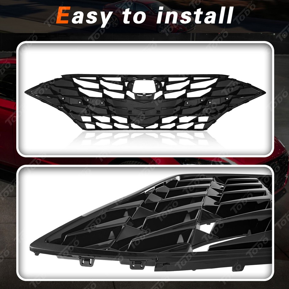 Fits Hyundai Sonata 2020-2023 Front Grille W/O Sensor Hole Gloss Black ...