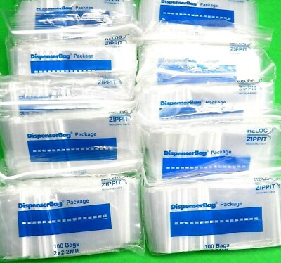 10000 Zippit Bags 2mil Clear 2x2 Reloc Square 2" Zip Seal Lock Baggies ...