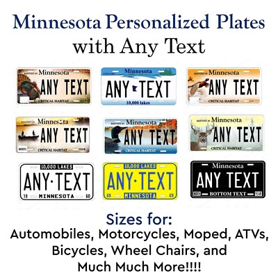 Minnesota Any Text Vintage License Plate Tag Personalized Auto Car ...
