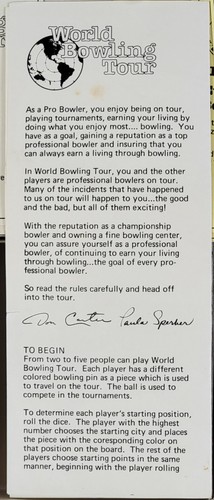 Don Carter & Paula Sperber Present World Bowling Tour Board Game (1979 ...