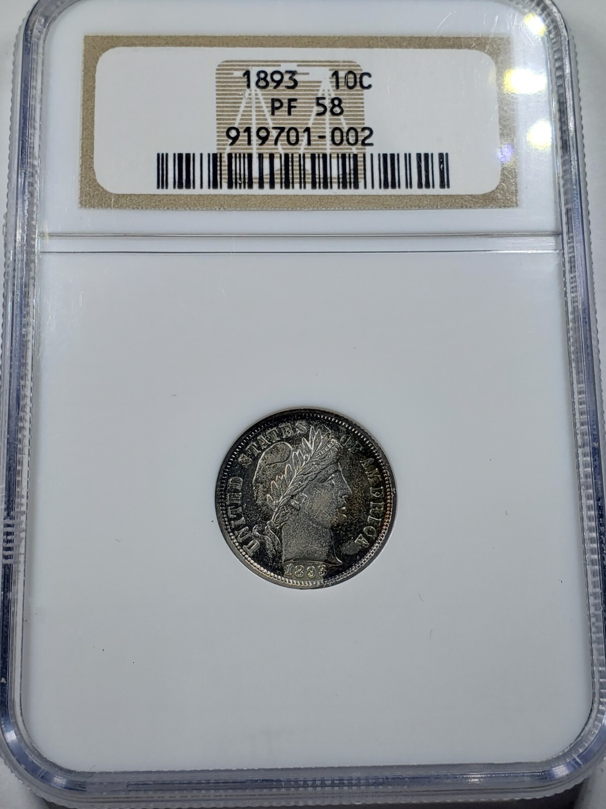 1893 Barber Dime NGC PF58 low mintage 792 | eBay