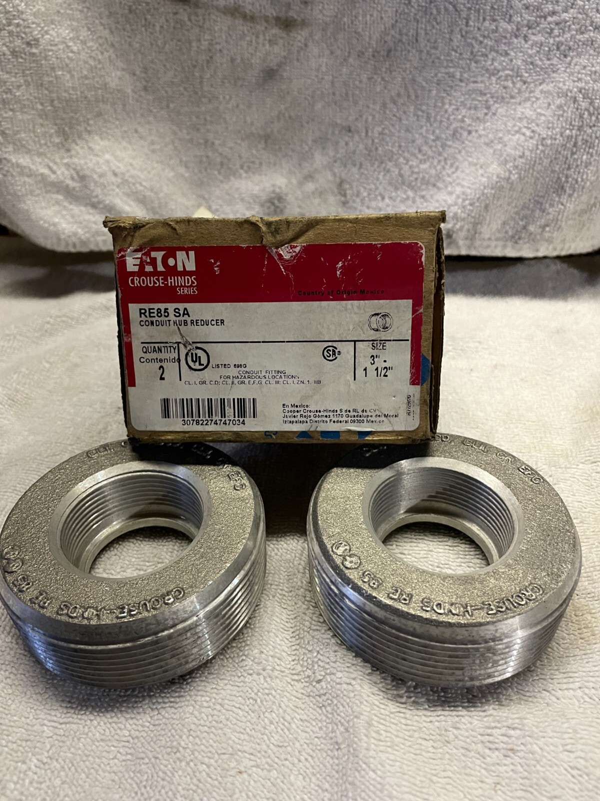 NIB Eaton Crouse & Hinds RE85 SA 3"x 1-1/2" Conduit Hub Reducer RE85 ...