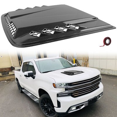 Carbon Air Vents Car Hood Scoop Bonnet Trim Cover For Chevy Sliverado ...