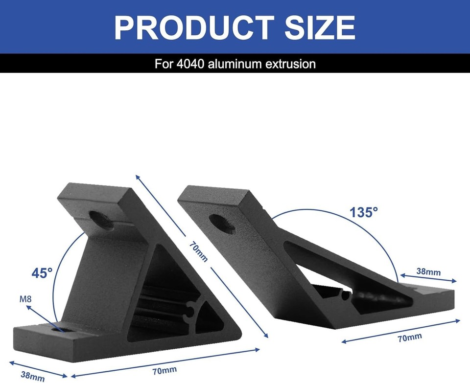 12pcs 4040 45/135 Degree Angle Corner Bracket 4040 Extrusion Hardware T ...