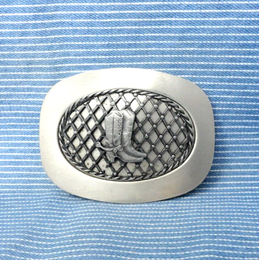 Cowboy Cowgirl Western Boots Belt Buckle Latticework Grid Vintage 80s ...