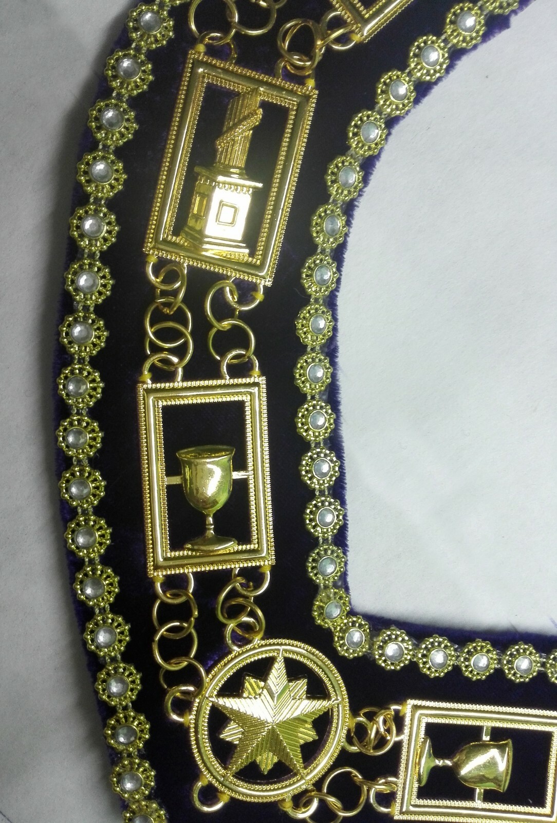 MASONIC ORDER OF EASTERN STAR CHAIN COLLAR WITH RHINESTONE, OES CHAIN ...
