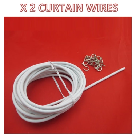 Curtain Wire with Hooks Eyes White Net Windows Door Cord Cable String ...
