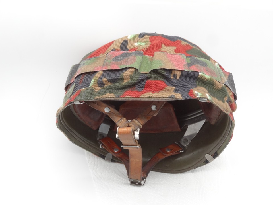 Swiss Army Military Surplus M71 Combat Helmet + Camouflage Cover Liner ...