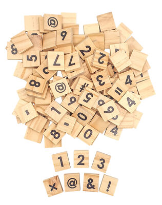 Numbers and square symbols in wood 116 pieces | eBay