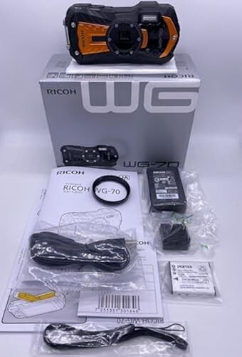 RICOH WG-70 Waterproof Digital Camera Color Orange with Battery,Charger ...