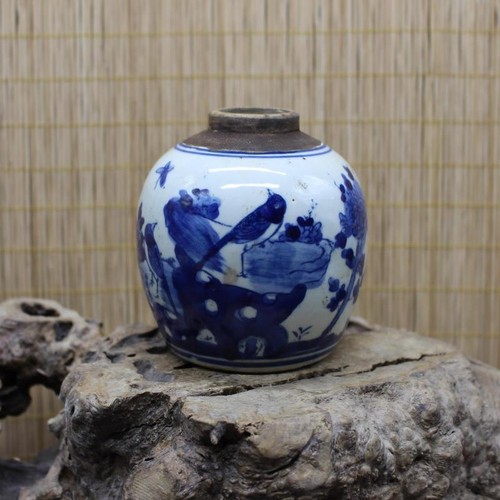 Chinese Blue and White Porcelain Jar Ming Jiaqing Bird and Peony Design ...