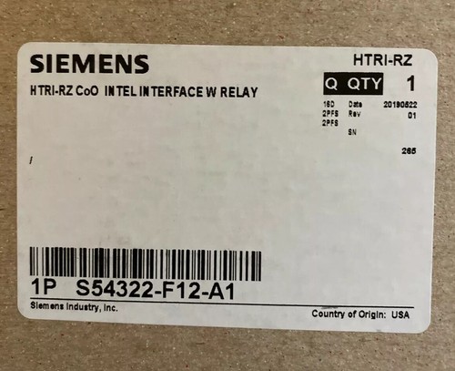 SIEMENS HTRI-RZ INTEL INTERFACE W/RELAY P/N: 1P S54322-F12-A1 Fire ...