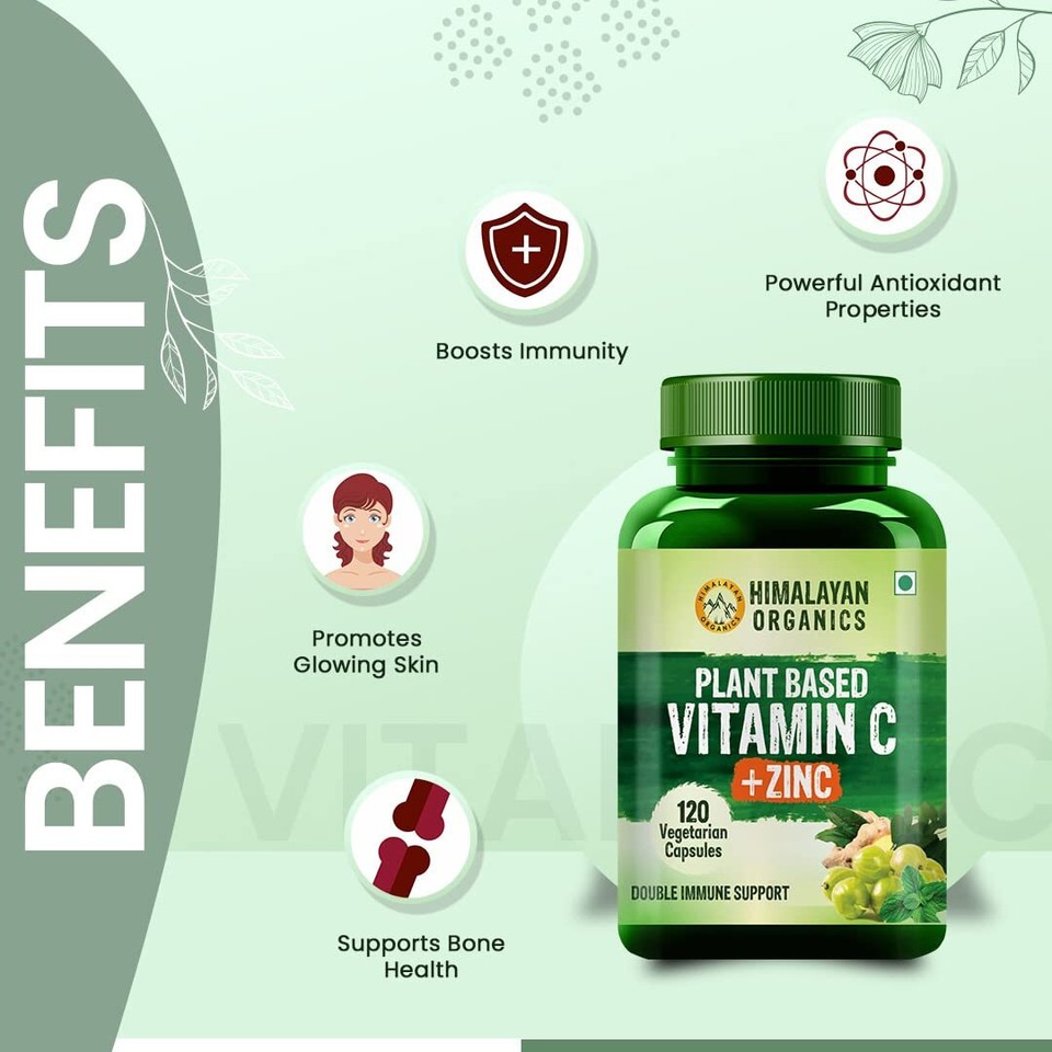 Himalayan Organics Pflanzliche Vitamin C Plus Zink Kapseln, 120 Kapseln | eBay.de