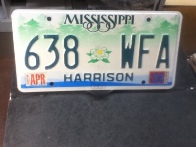 License Plate Tag Vintage Mississippi Harrison 638 WFA 2006 Rustic | eBay