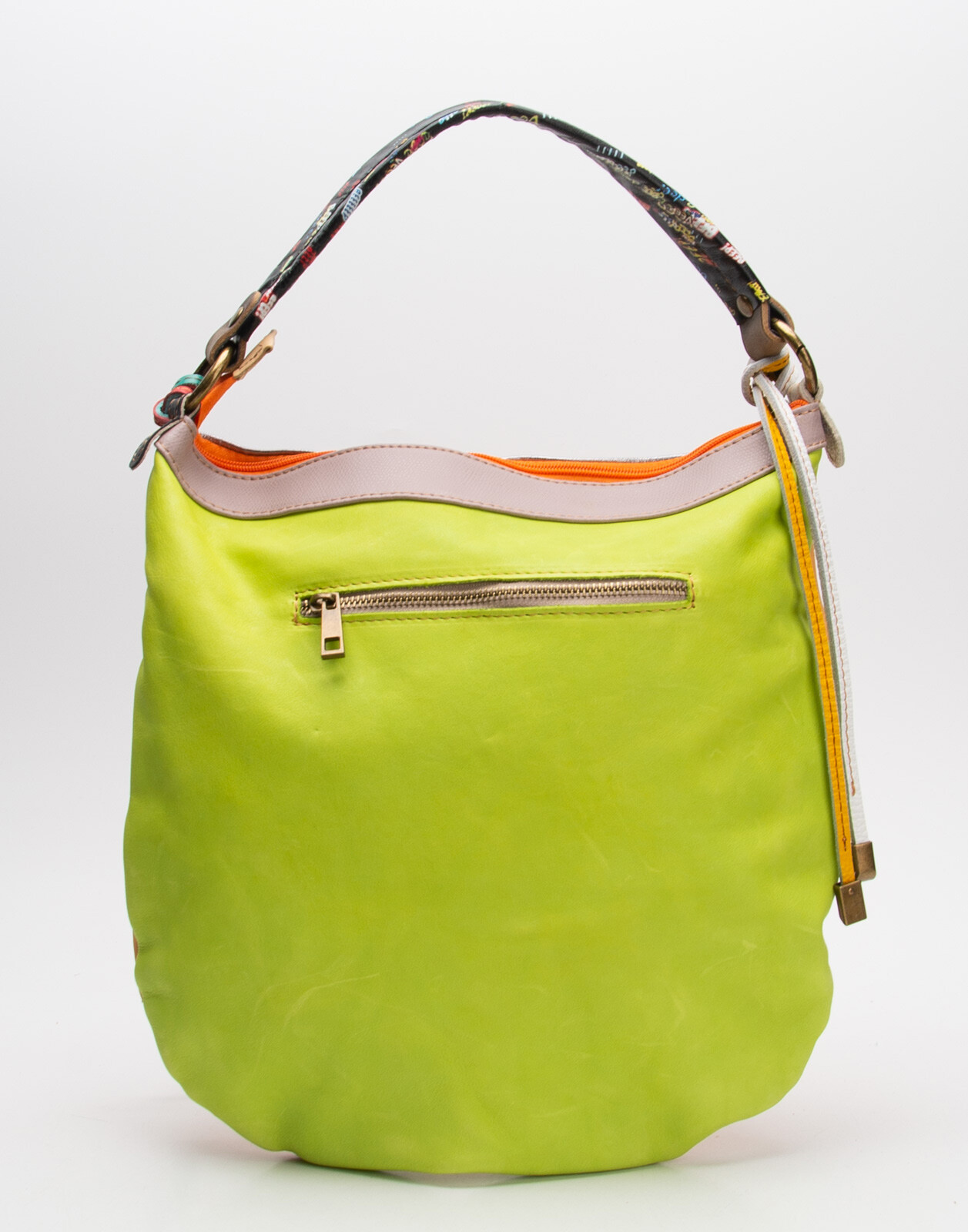 RRP€280 EBARRITO Leather Hobo Bag Colour Block Zipped HANDMADE in Italy ...