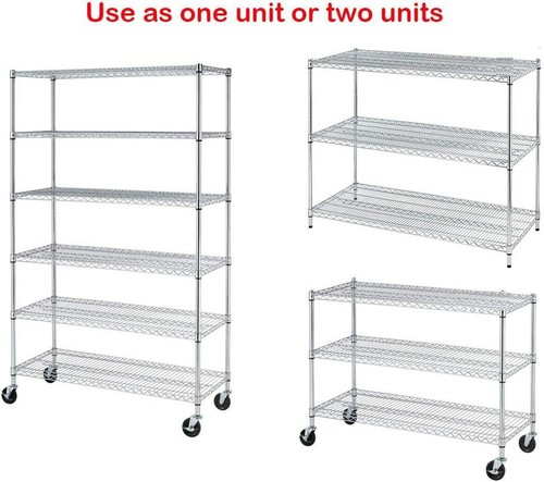 18”x48”x76” 6-Tier Wire Shelving Unit NSF Metal Shelf Rack 6000 LBS ...
