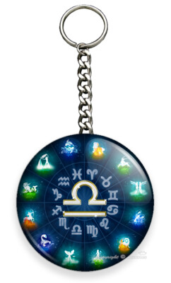 LIBRA ZODIAC HOROSCOPE LUCKY ASTROLOGY SIGN HD KEYCHAIN KEY CHAIN RING ...