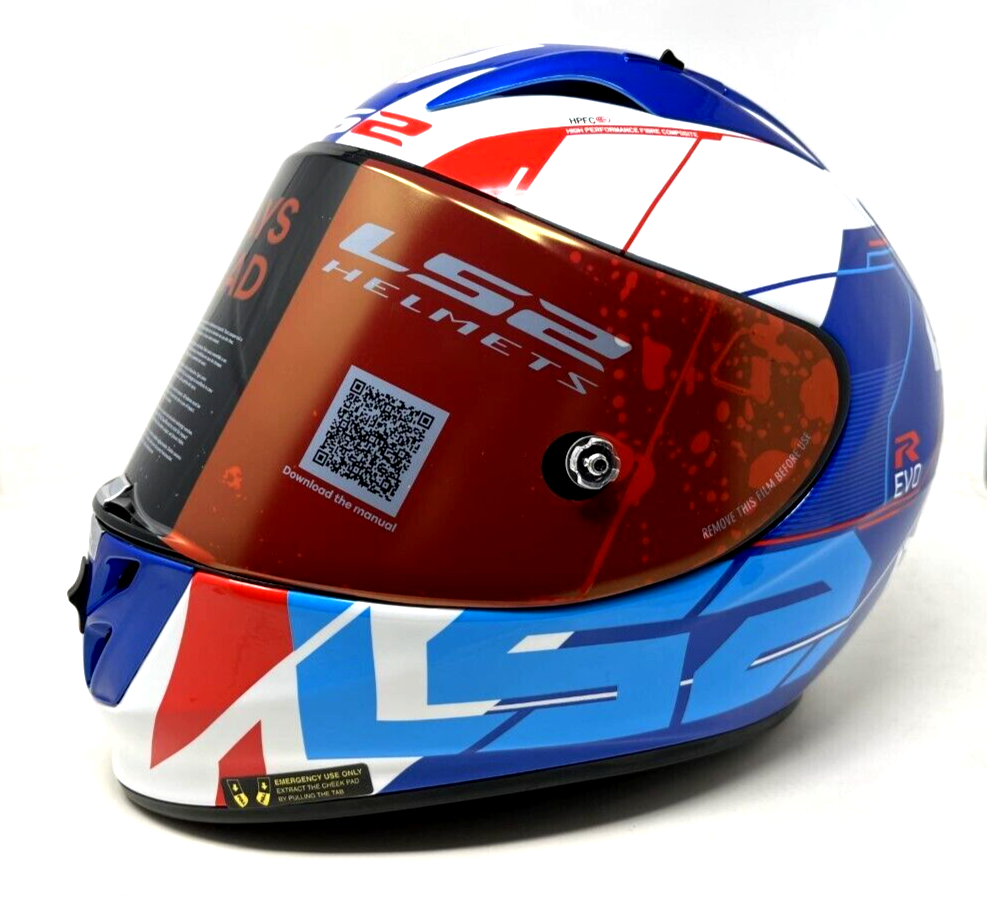 LS2 ARROW R EVO TECHNO HPFC FF323 BLUE/WHITE/RED Motorcycle Helmet Size ...