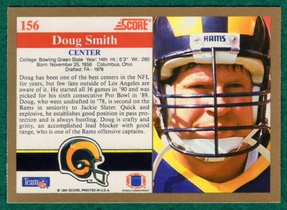 Doug Smith - 1991 Score #156 - Los Angeles Rams Football Card | eBay