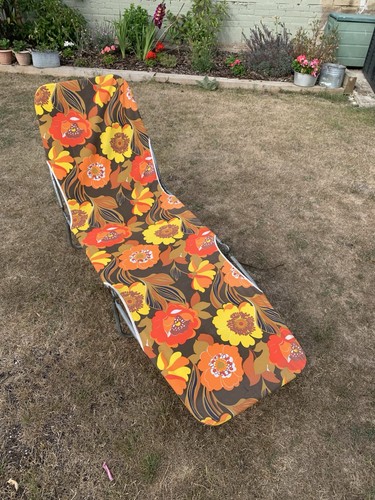 Vintage Retro Sun Lounger Funky Floral Patterned Reclining Sunbed 1970s ...