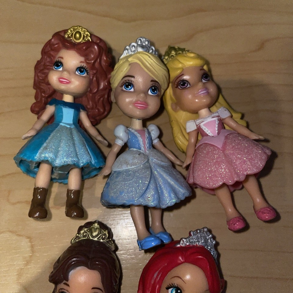 Disney Princesses Mini Toddler Dolls Figures Belle Merida Aurora Ariel ...