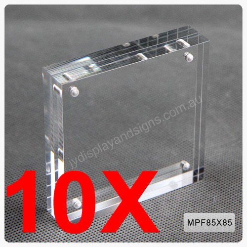 10x 85x85mm Premium Magnetic Clear Acrylic Photo Frame / Perspex ...