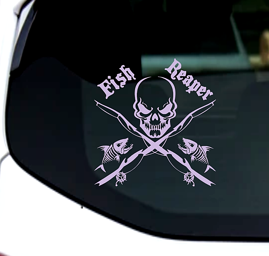 Fish Reaper Skull Fishing Decal Car Tumbler Boat Laptop Stickers 22 ...