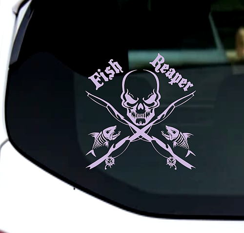 Fish Reaper Skull Fishing Decal Stickers Car Tumbler Boat Laptop 22 ...