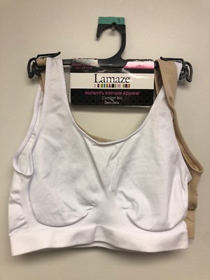 2 Pack Lamaze Comfort Maternity Bras Seamless White/Tan Size Small NWT ...