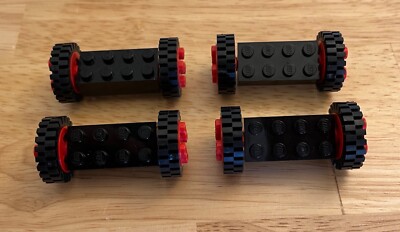 Lot of 4 Vintage Lego 4180 2x4 Brick Red Wheels / Axle (4180c02/3483 ...