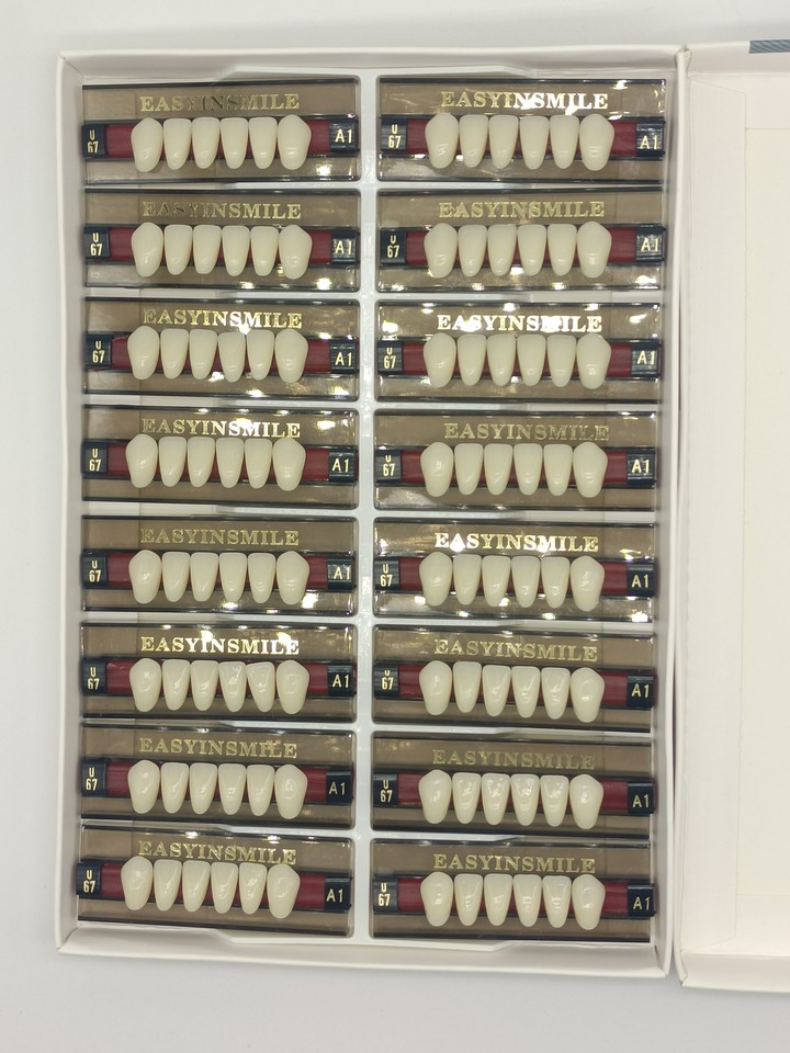 84Pcs Dental Acrylic Resin False Teeth Denture Shade A1 Upper Lower ...