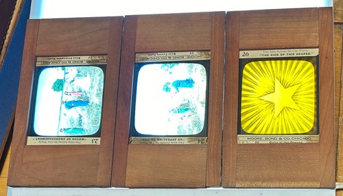 3 1908 EASTERN STAR MASONIC MAGIC LANTERN SLIDES 23-24-26 SIGN OF THE ...