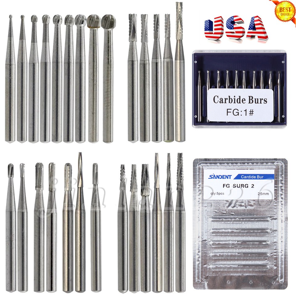 Dental Carbide Burs FG 330 245 1-5 701 Bur High Speed Pear Domed Taper ...