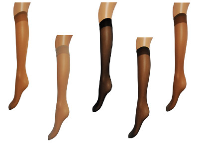 6 Pairs Womens Ladies Pop Socks Knee High Black Chiffon Natural Mink ...