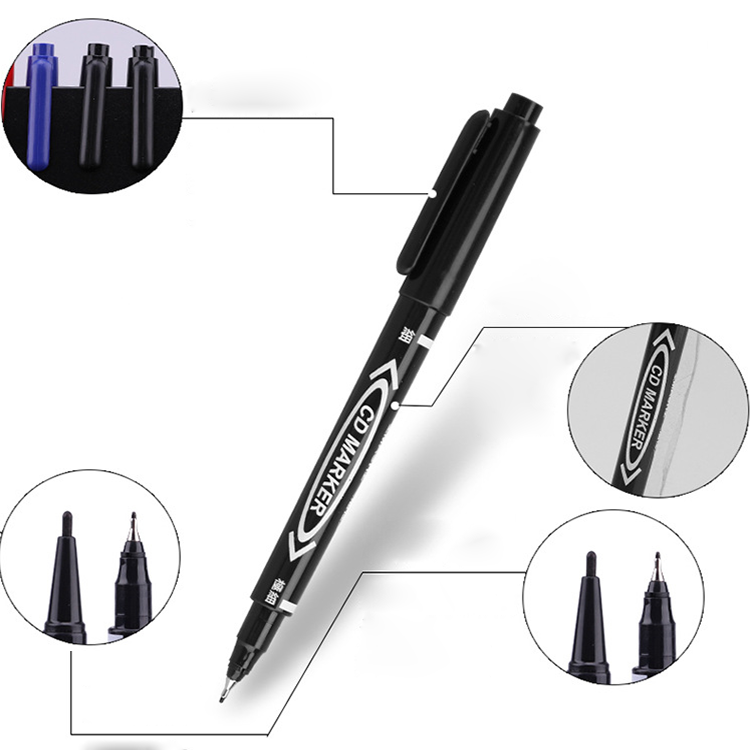 Permanent CD Marker Pens WATERPROOF Black Thin Fine Thick Tip Writing ...