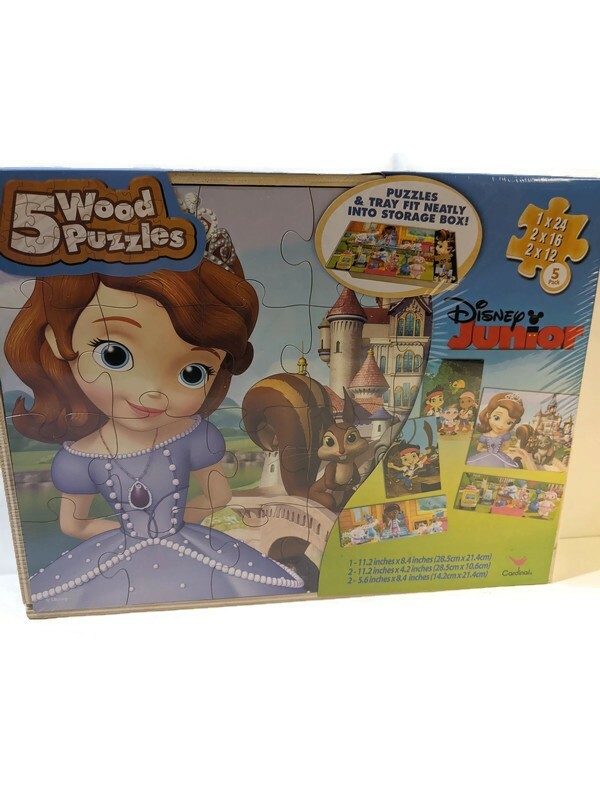 NEW Disney Junior 5-Pack Wood Puzzles In Wooden Storage Box | eBay