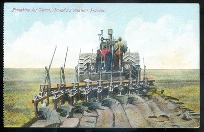 Western CANADA Prairies Postcard 1910s Farming Ploughing Steam Tractor ...